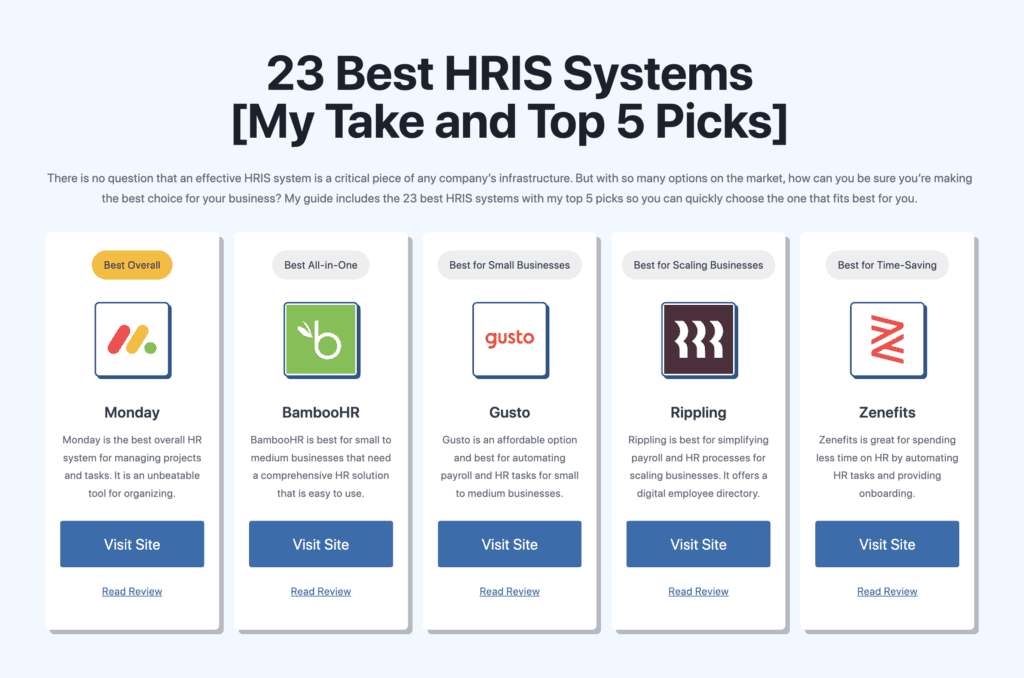 23 Best HRIS Systems of 2022 [My Take and Top 5 Picks] - ForssInc